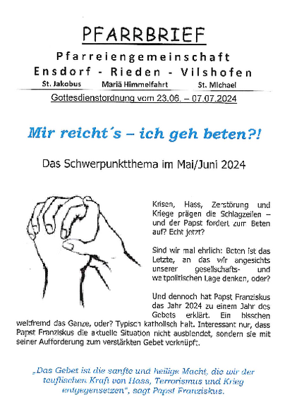 Pfarreiengemeinschaft Ensdorf-Rieden-Vilshofen :: Aktuelles & Pfarrbrief